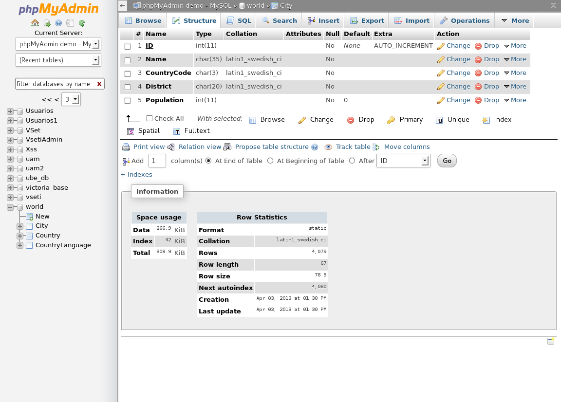 PhpMyAdmin Try